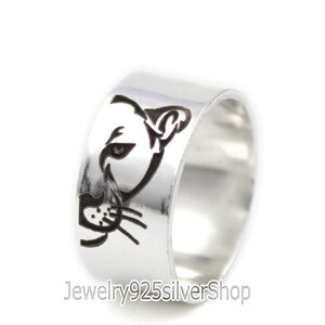 Lion Lioness Couples Rings, 925 Sterling Silver Ring, Silver Band Rings ...