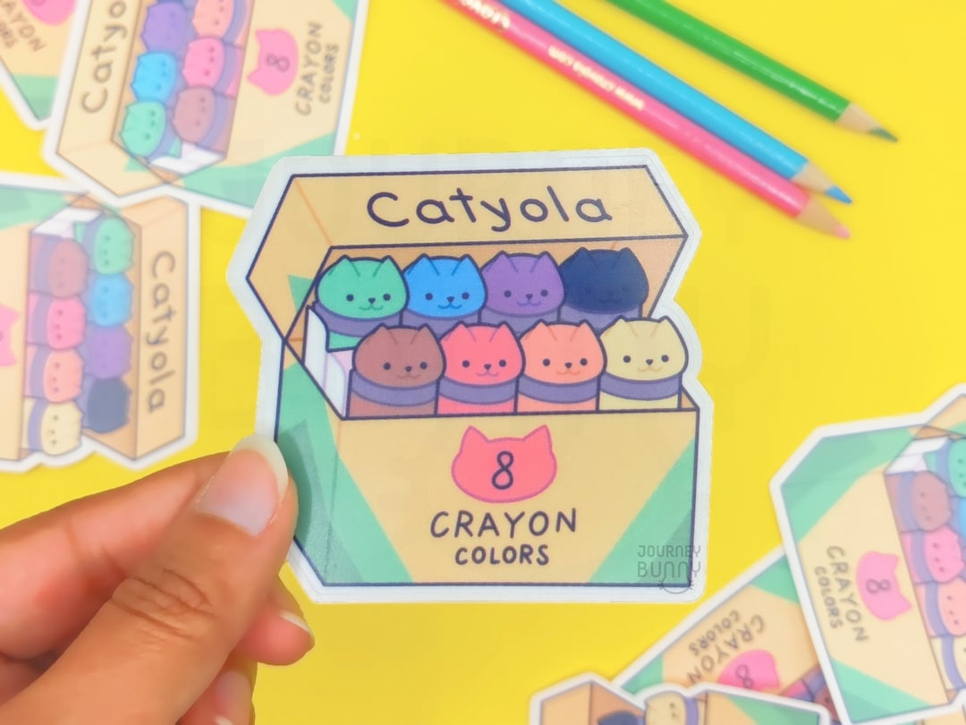 Cat Crayons Vinyl Sticker / Waterproof / UV Resistant / Decal - Etsy