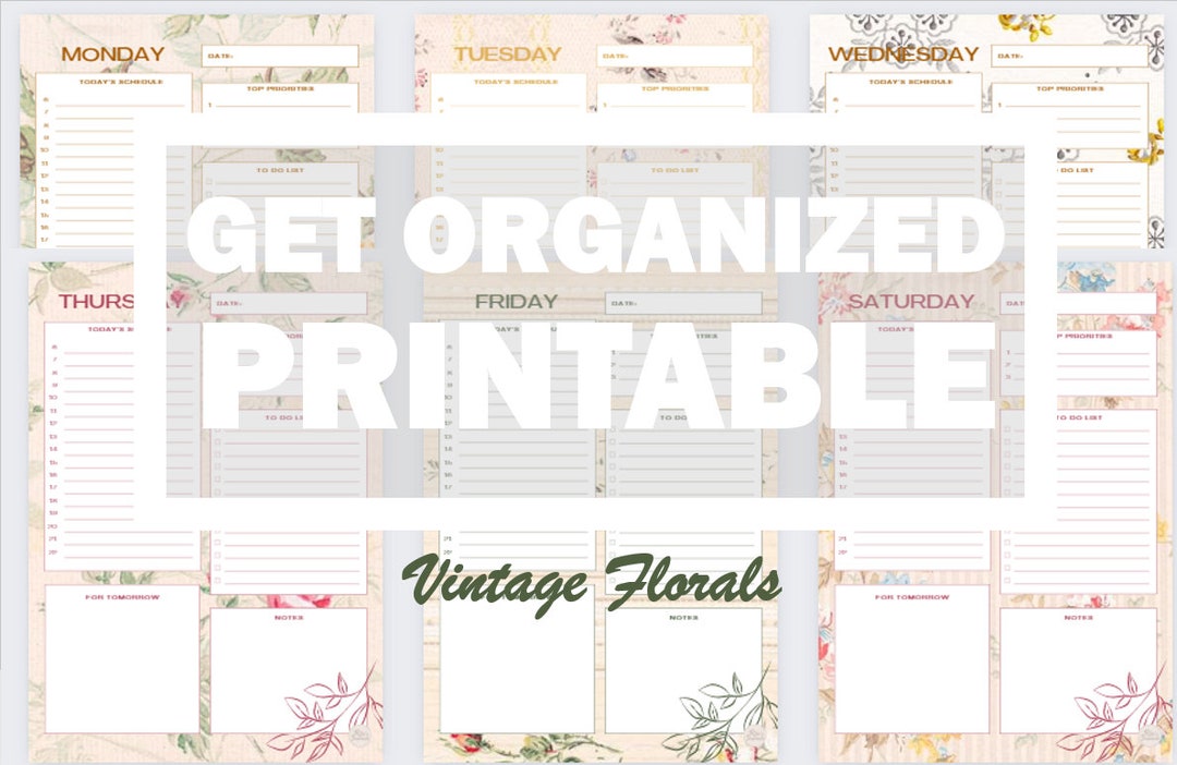 Get Organized Printable, Daily Spreads, Student Planner, Week Organizer ...