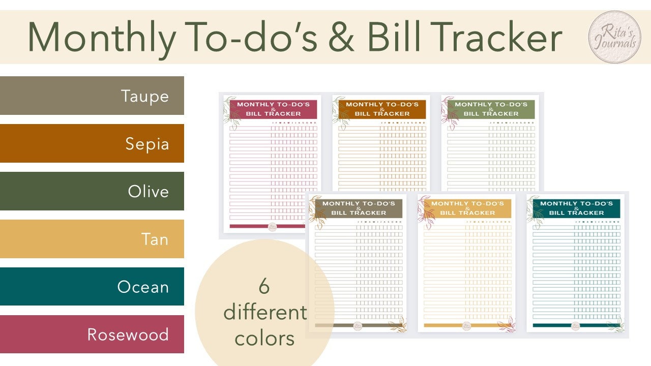 Get Organized Printable, Bill Tracker, Monthly To-do's, Student Planner ...