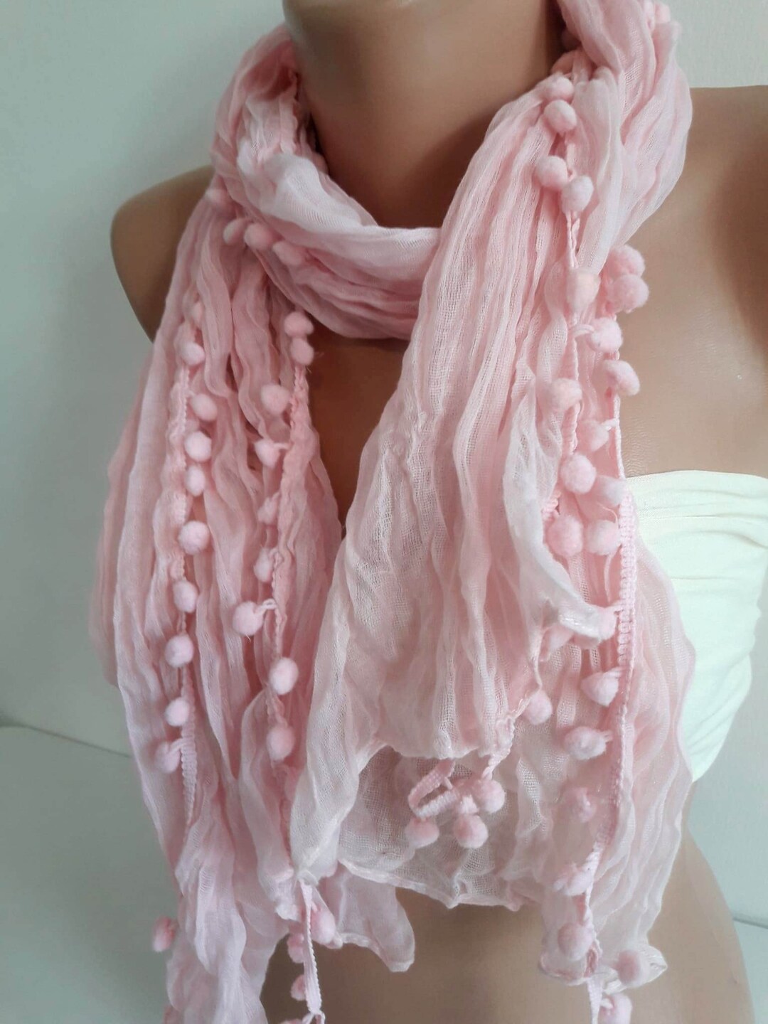 Pink Cotton Scarf Unique Scarf Handmade Scarf - Etsy