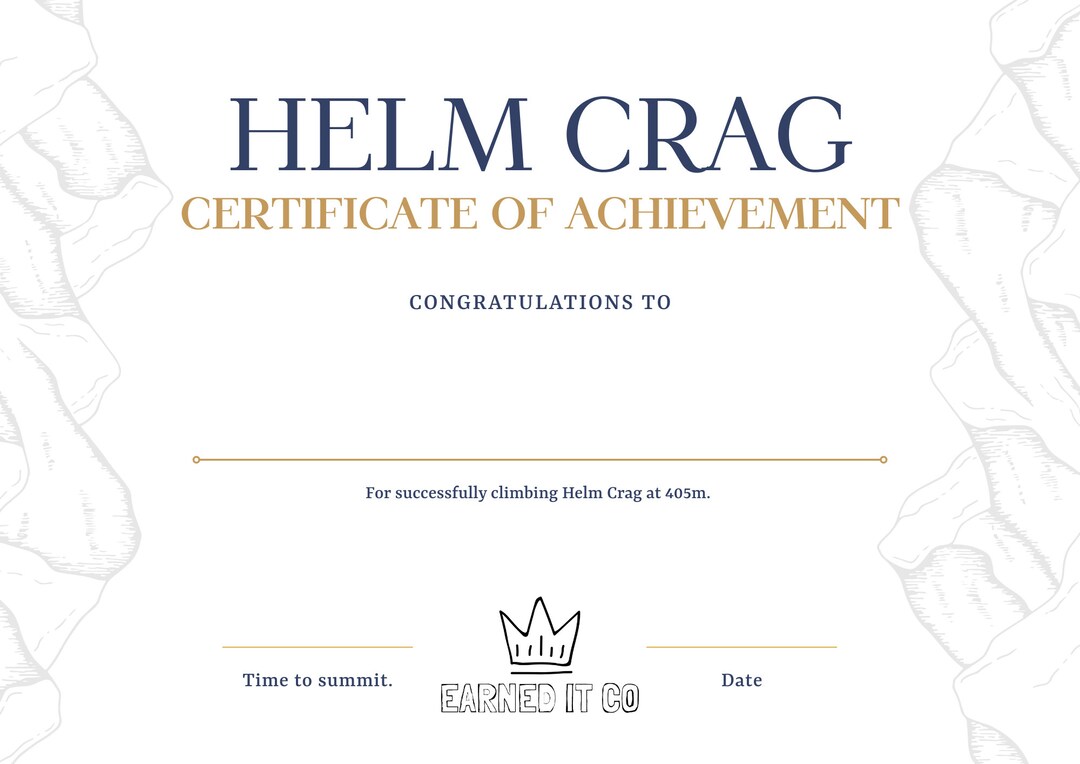Helm Crag Certificate A4 PDF Ready to Print Digital File I Climbed Helm ...