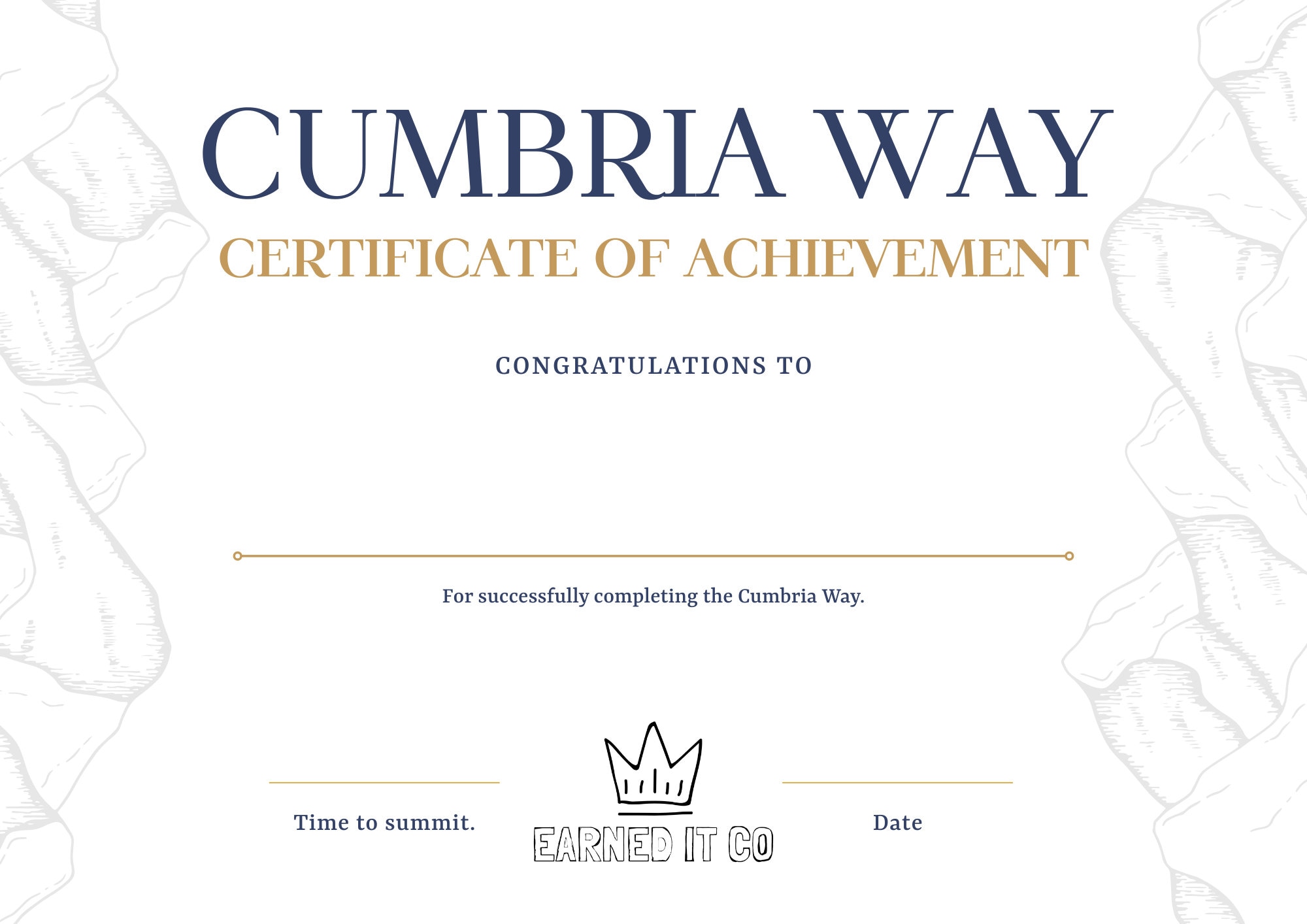 Cumbria Way Certificate A4 PDF Ready to Print Digital - Etsy
