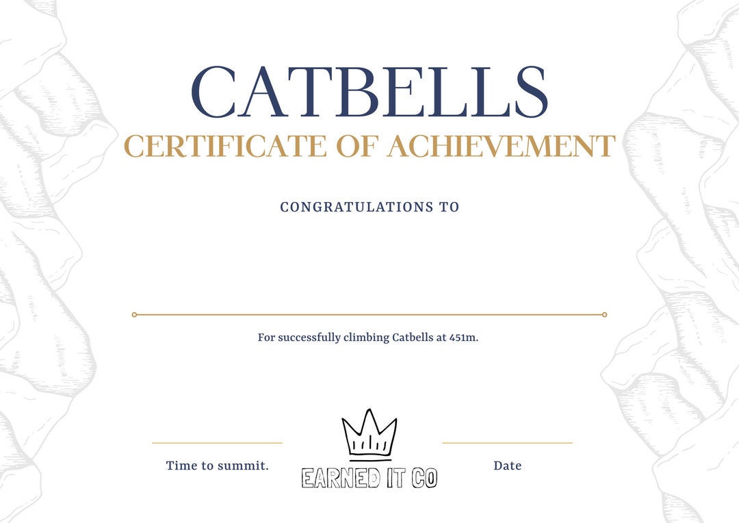 Catbells Certificate | A4 PDF | Ready to Print | Digital File | I ...