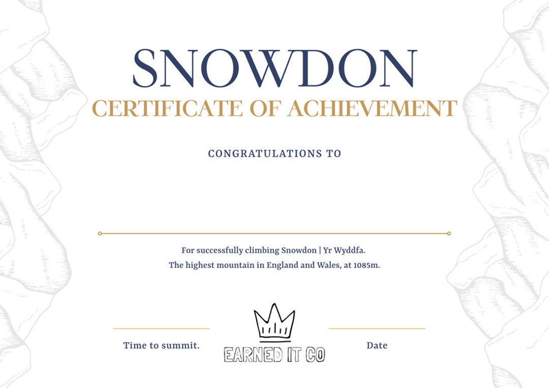 Snowdon Certificate | A4 PDF | Ready to Print | I Climbed Snowdon - Etsy UK