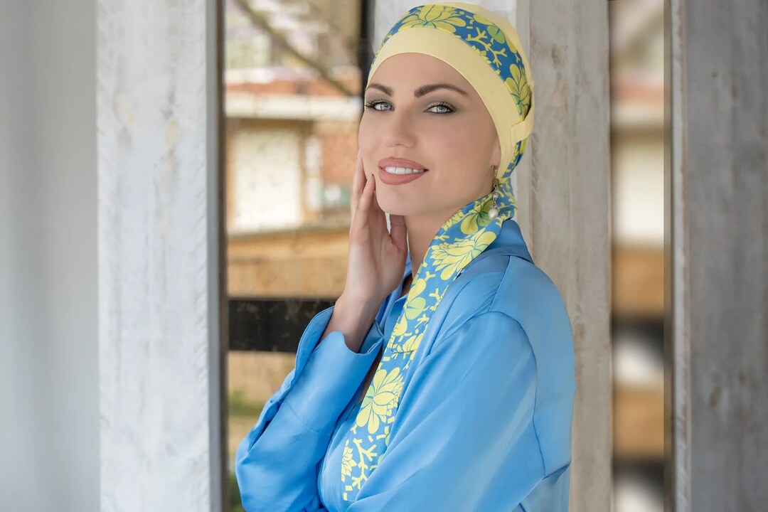 Yanna Yellow Lotus Florenza Bamboo Chemo Headwear Hat and Scarf for ...