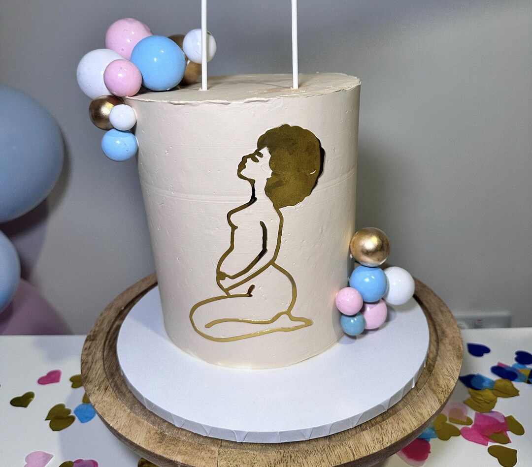 Line Art Pregnant Lady Cake Topper Charm, Abstract Line Art Cake Topper ...