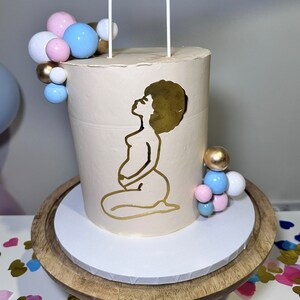 Line Art Pregnant Lady Cake Topper Charm, Abstract Line Art Cake Topper ...