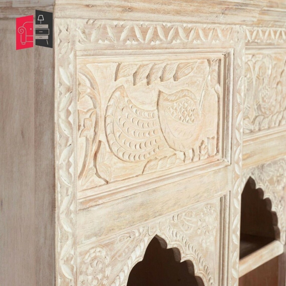 Hand Carved Mehrab Indian Carved Bookshelf Arch Window - Etsy