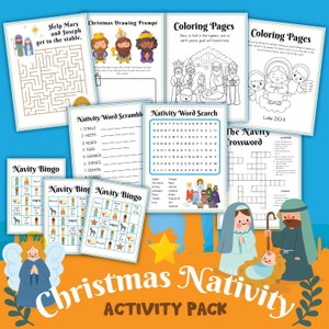 Christmas Nativity Set for Kids, Instant Download, Christmas Workbook ...