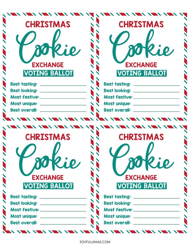 Christmas Cookie Exchange, Cookie Exchange Printables, Printable ...