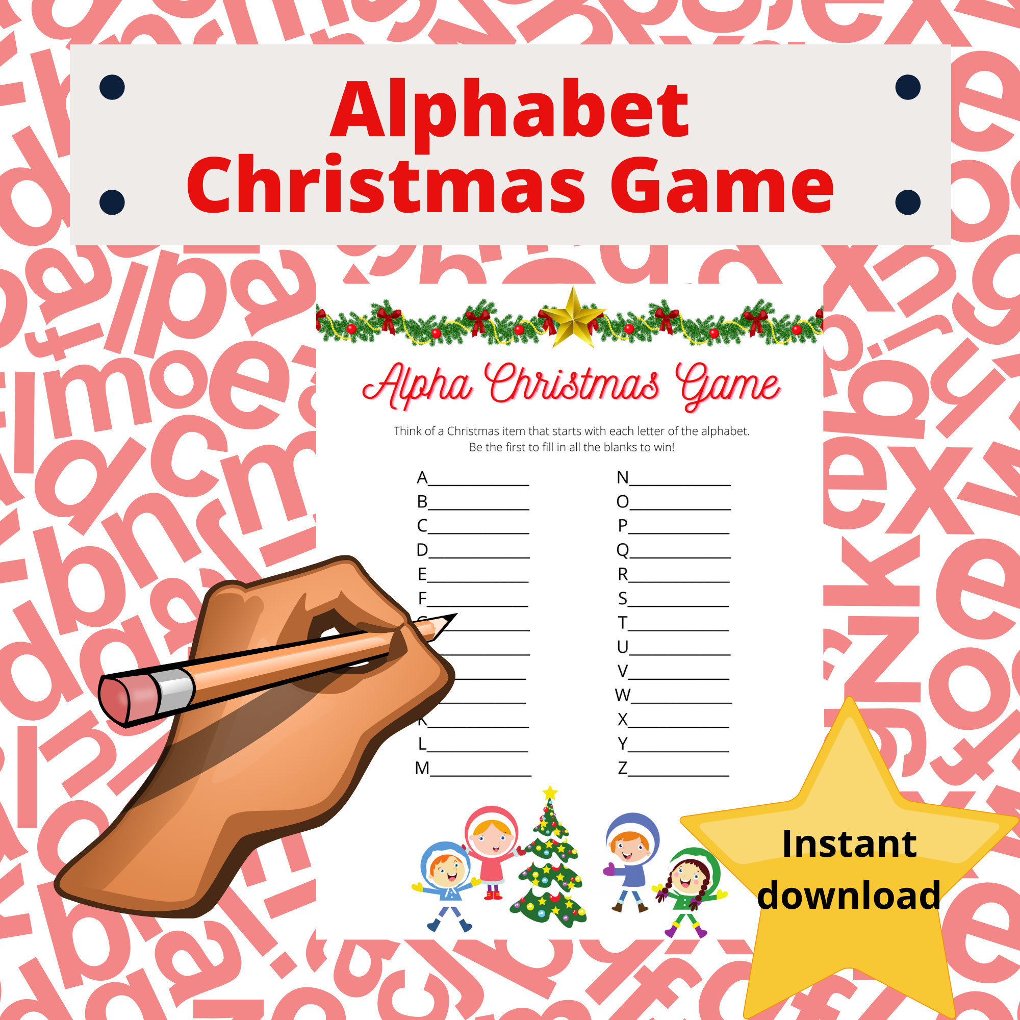 Alphabet Christmas Game, Instant Download, Digital Download, Christmas ...