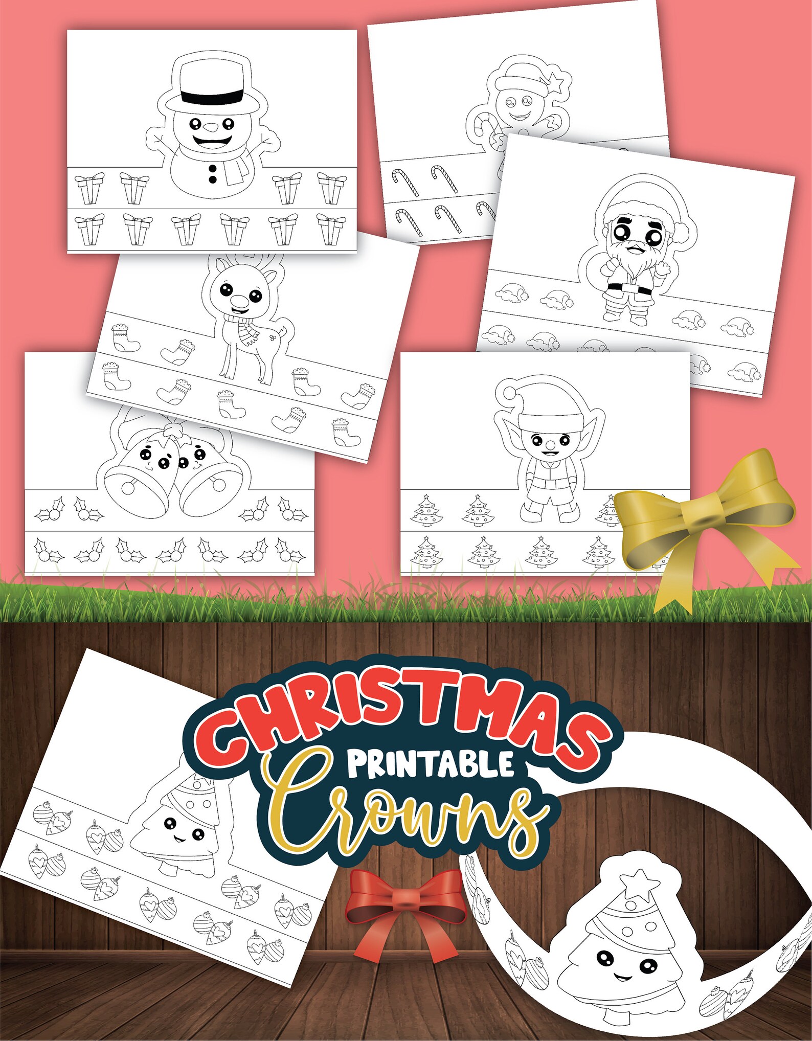 Christmas Crowns Craft, Instant Download, Digital Download, Christmas ...