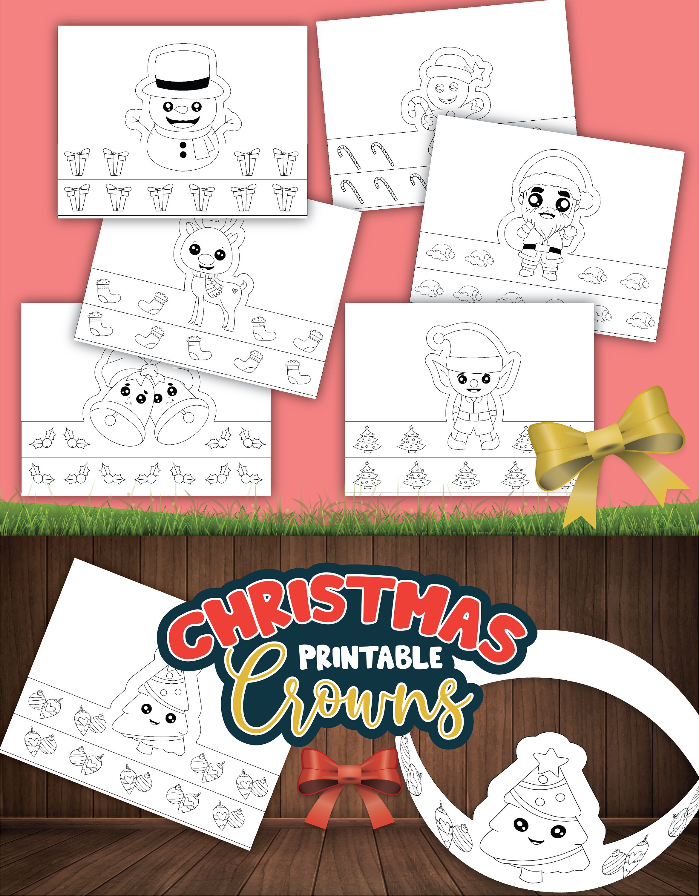 Christmas Crowns Craft, Instant Download, Digital Download, Christmas ...