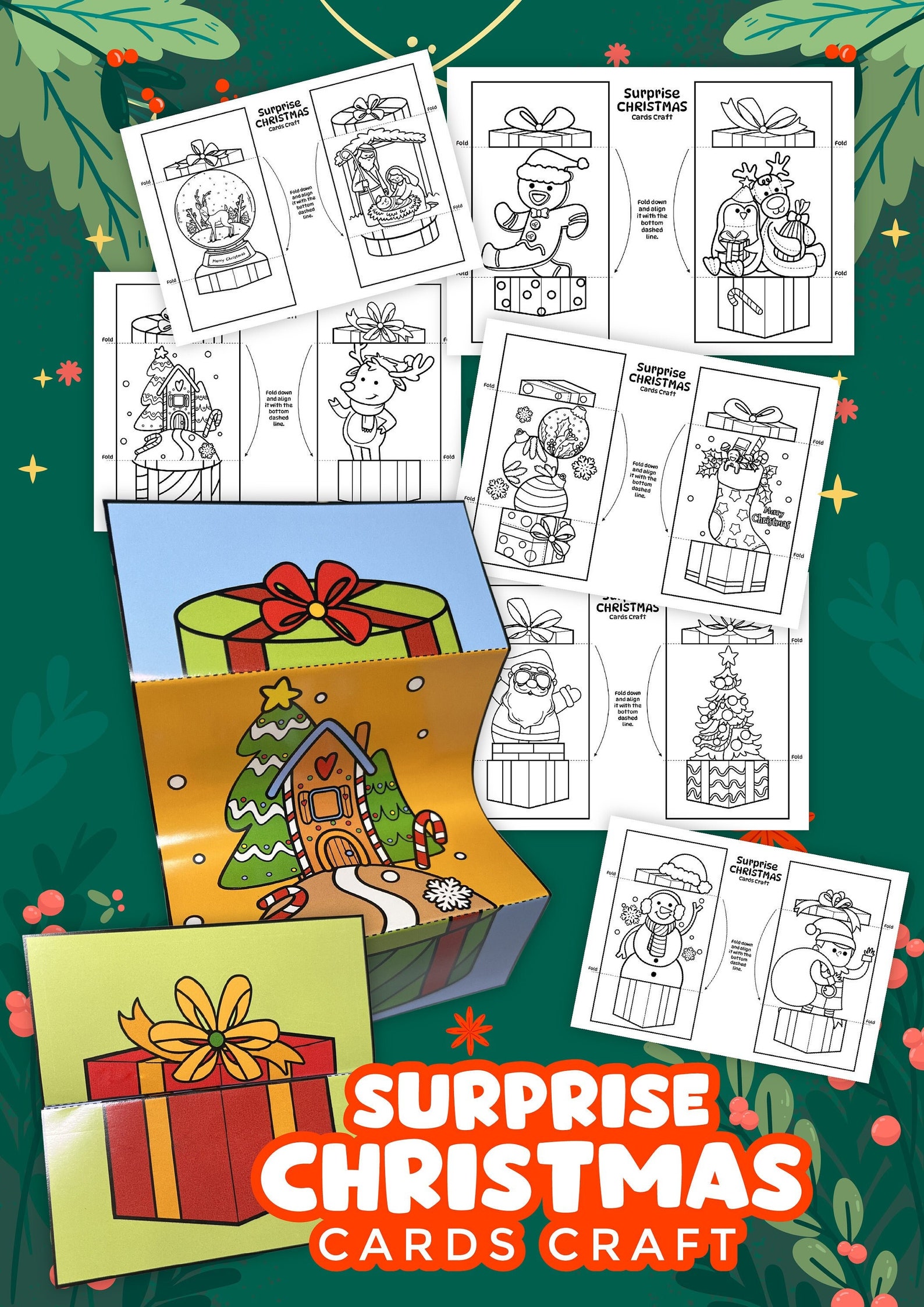 Surprise Christmas Cards Crafts, Digital Download, Instant Download ...