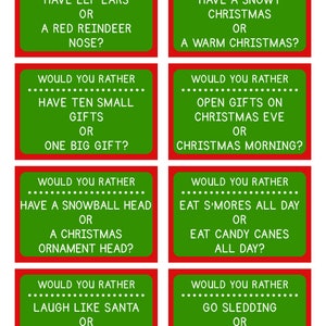 Would You Rather Christmas Game, Christmas Games, Instant Download ...