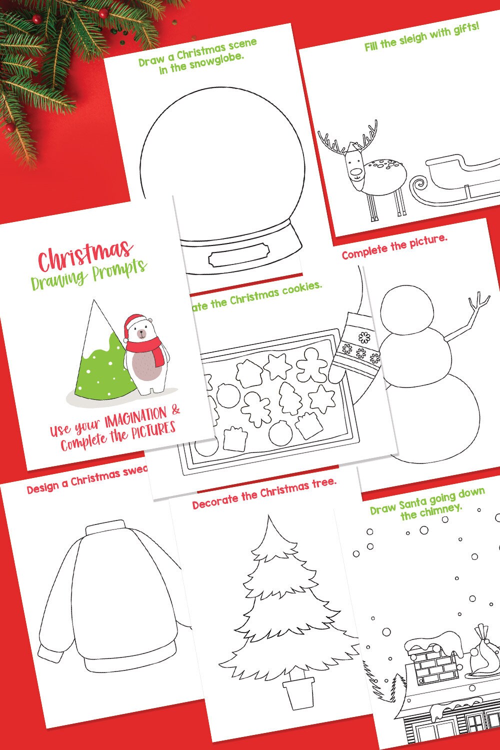 Christmas Drawing Prompts, Instant Download, Digital Download ...