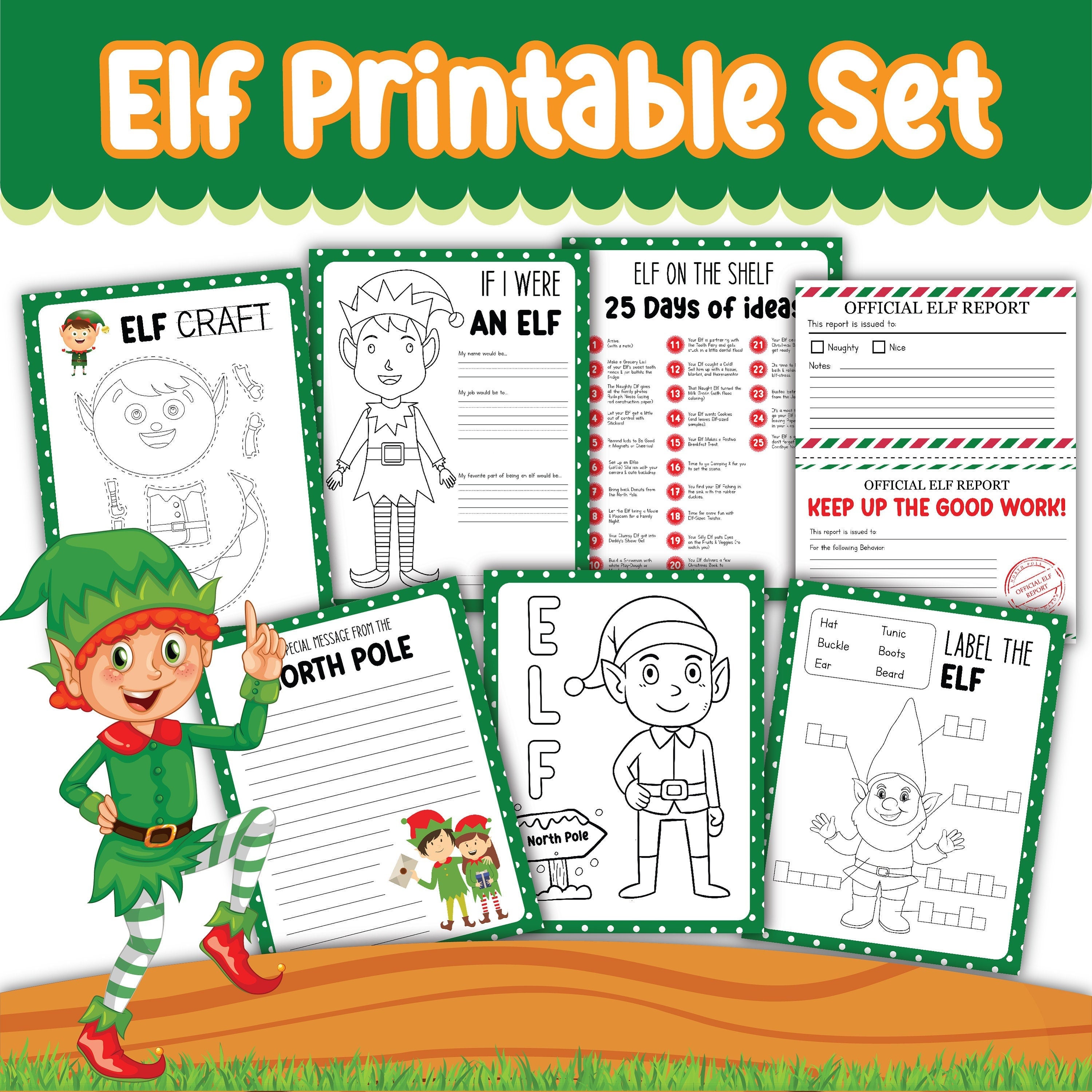 Elf-sized Fun Printable Set, Digital Download, Printable Download ...