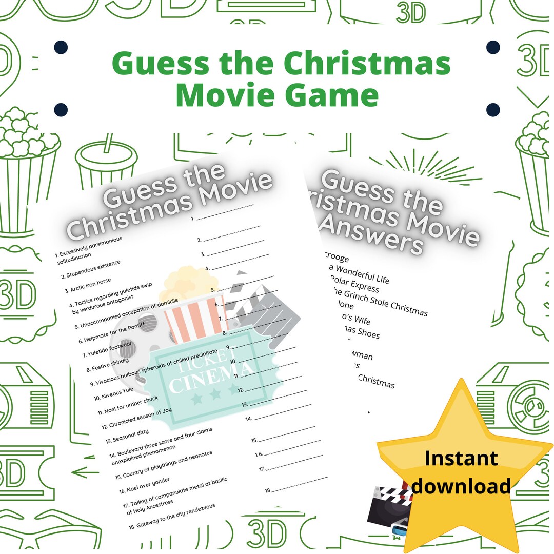 Guess the Christmas Movie Game, Instant Download, Christmas Printable ...