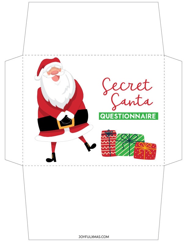 Secret Santa Questionnaire and Envelope, Secret Santa, Digital Download ...