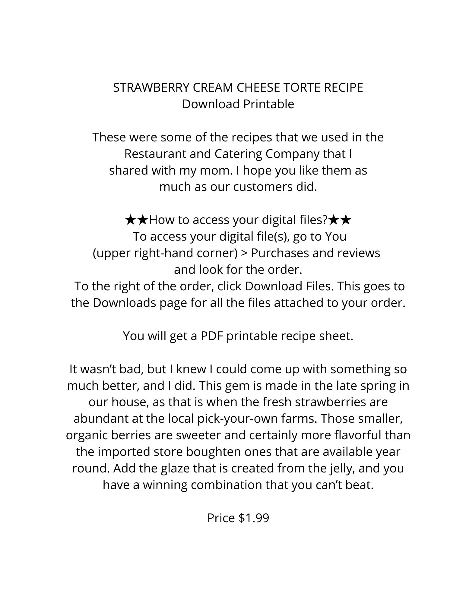 Strawberry Cream Cheese Torte Recipe - Etsy
