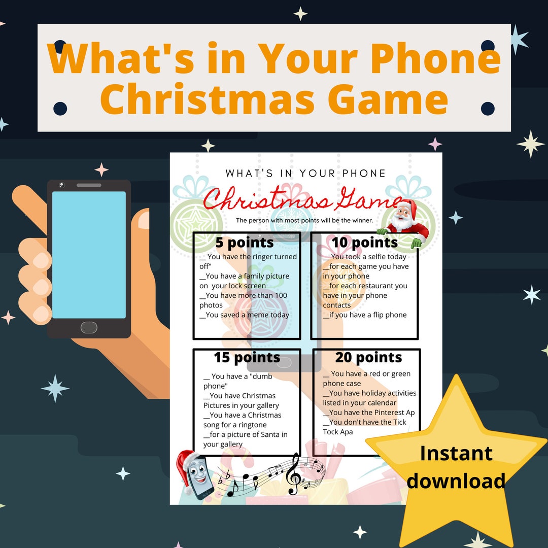 What's on Your Phone Christmas Game, Instant Download, Christmas Game ...