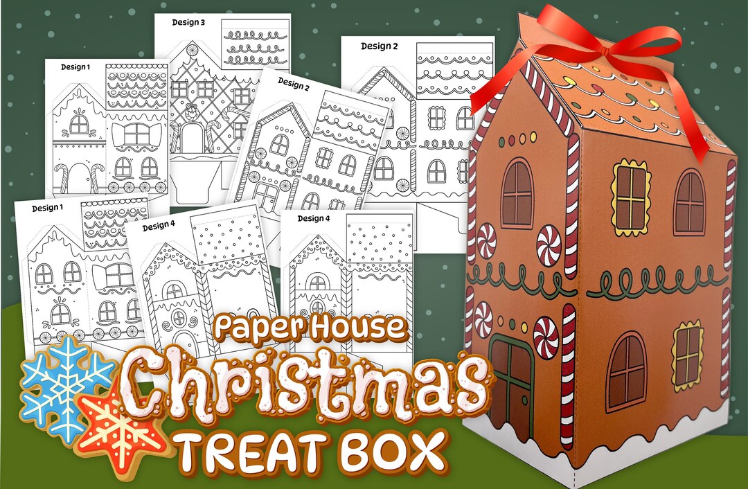 Paper House Christmas Treat Box, Treat Box, Digital Download, Instant ...