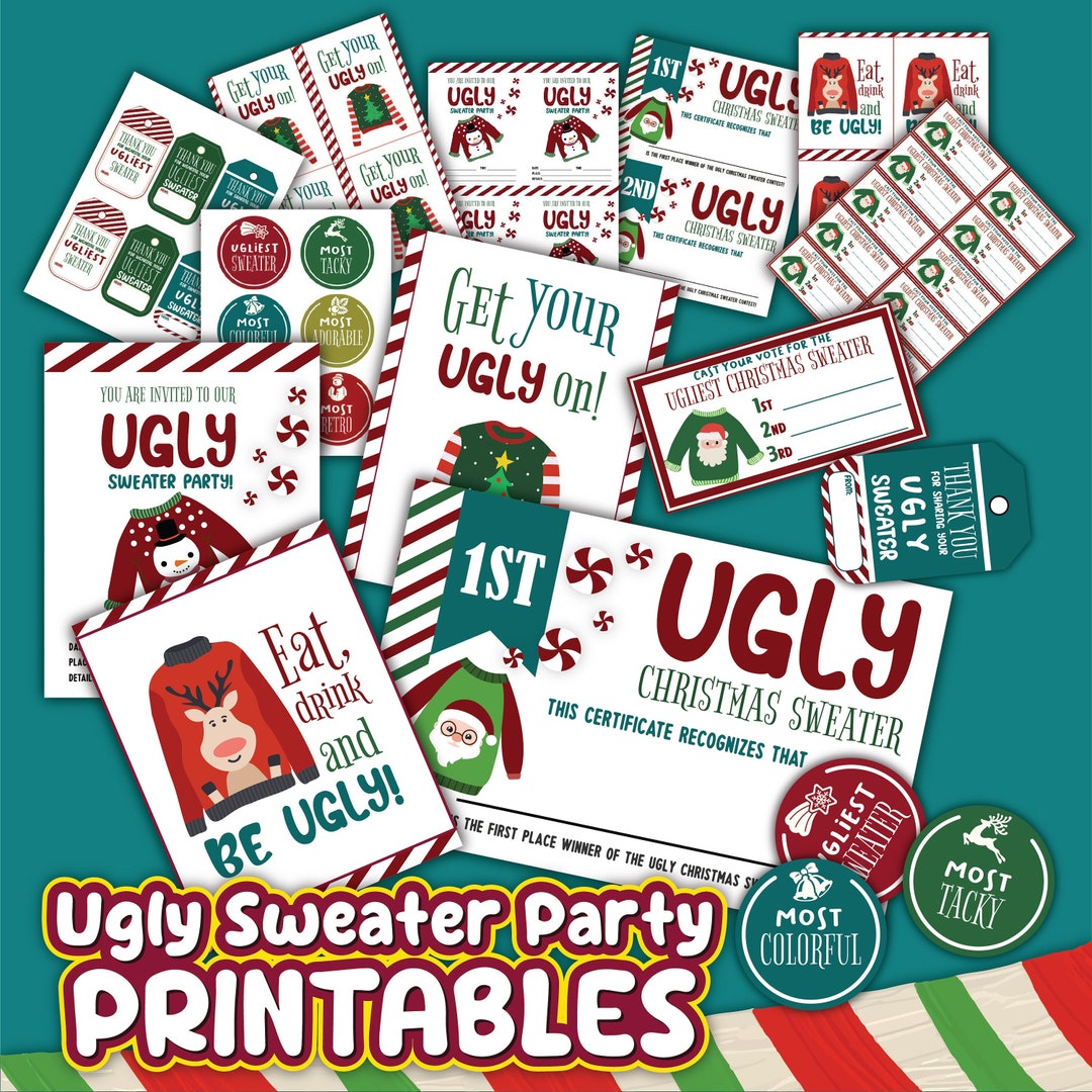 Ugly Sweater Party Printables, Ugly Sweater Party, Party Invitations ...