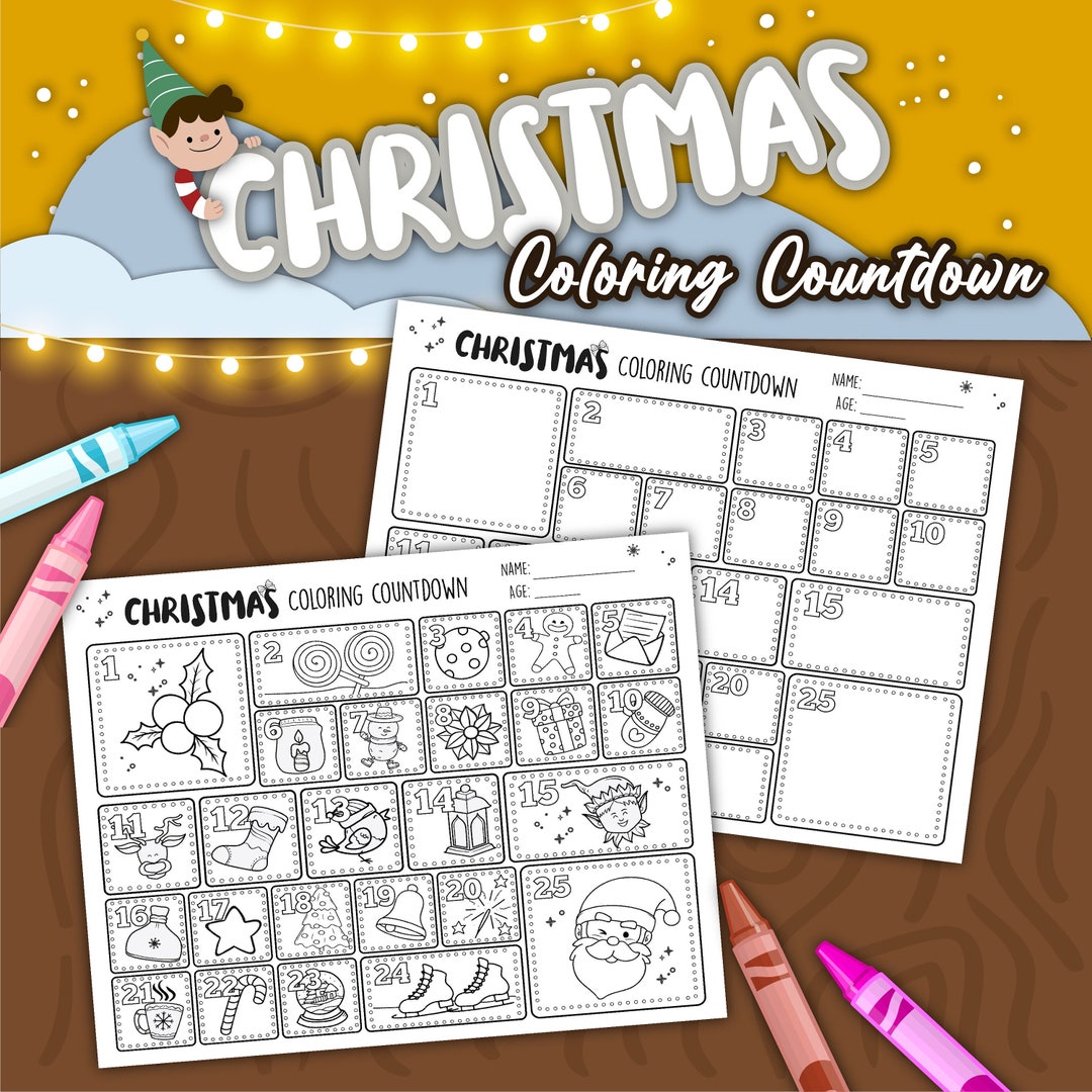 Christmas Coloring Countdown, Christmas Countdown, Digital Download ...