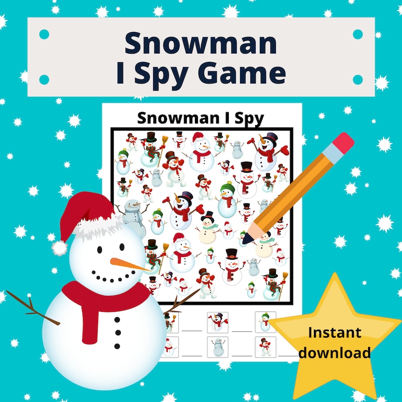 Snowman I Spy Game Christmas Printable Merry Christmas, Instant ...