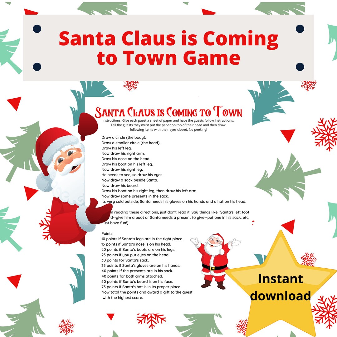 Santa Claus is Coming to Town Christmas Game, Instant Download ...