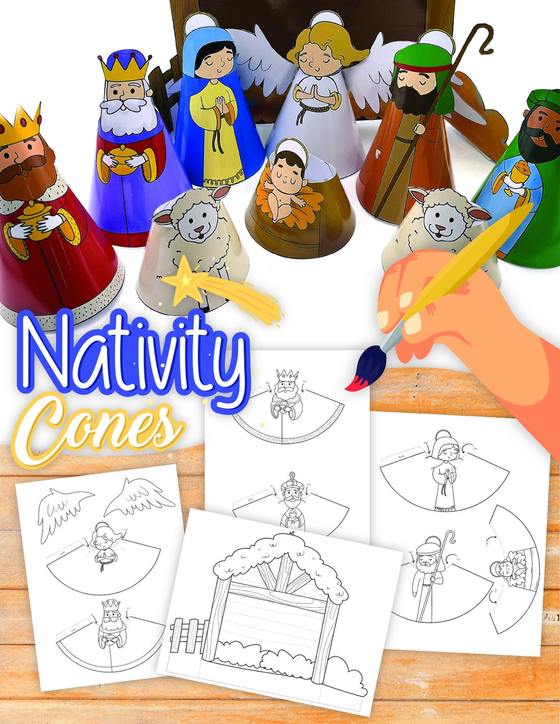 Christmas Nativity Cones Activity Set, Nativity Printable, Digital ...