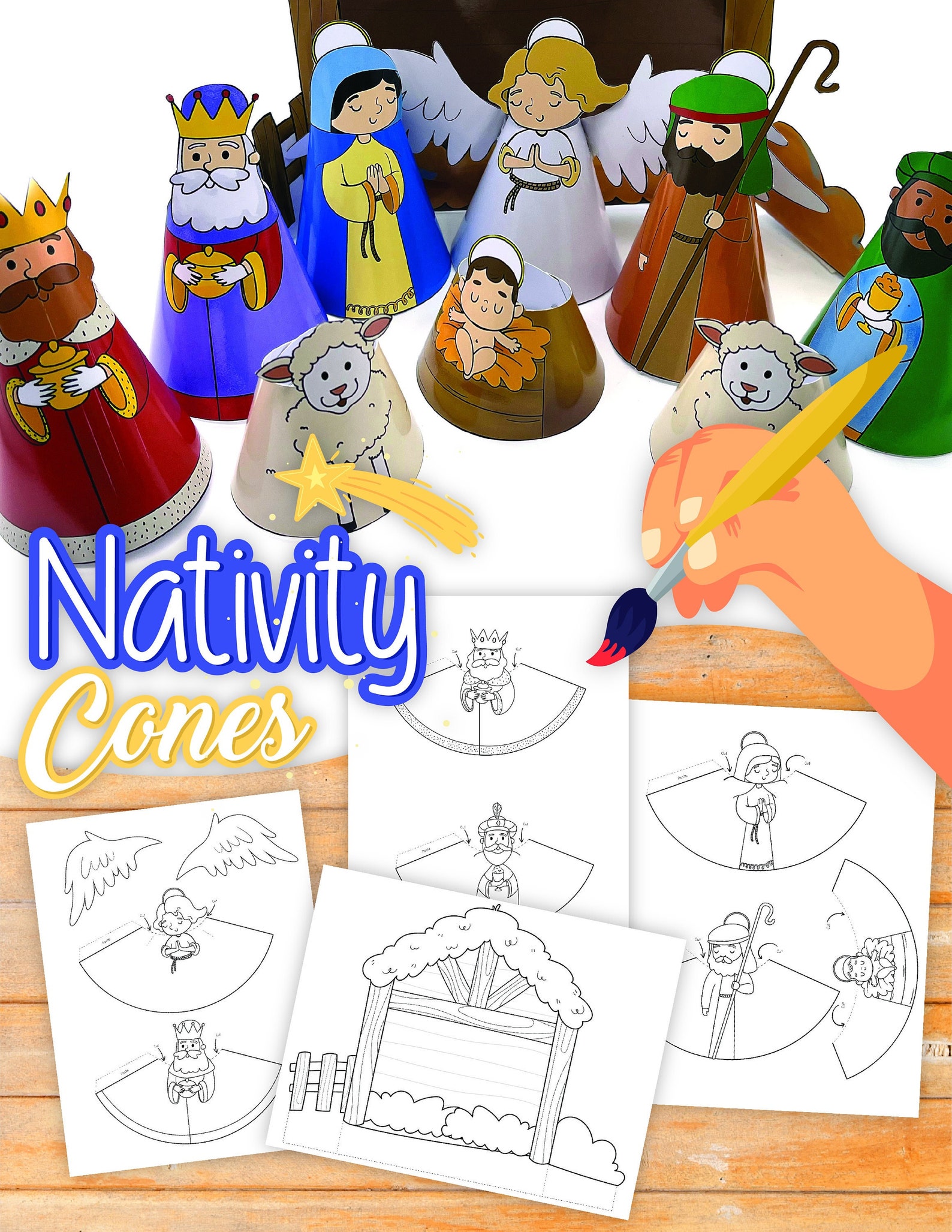 Christmas Nativity Cones Activity Set, Nativity Printable, Digital ...