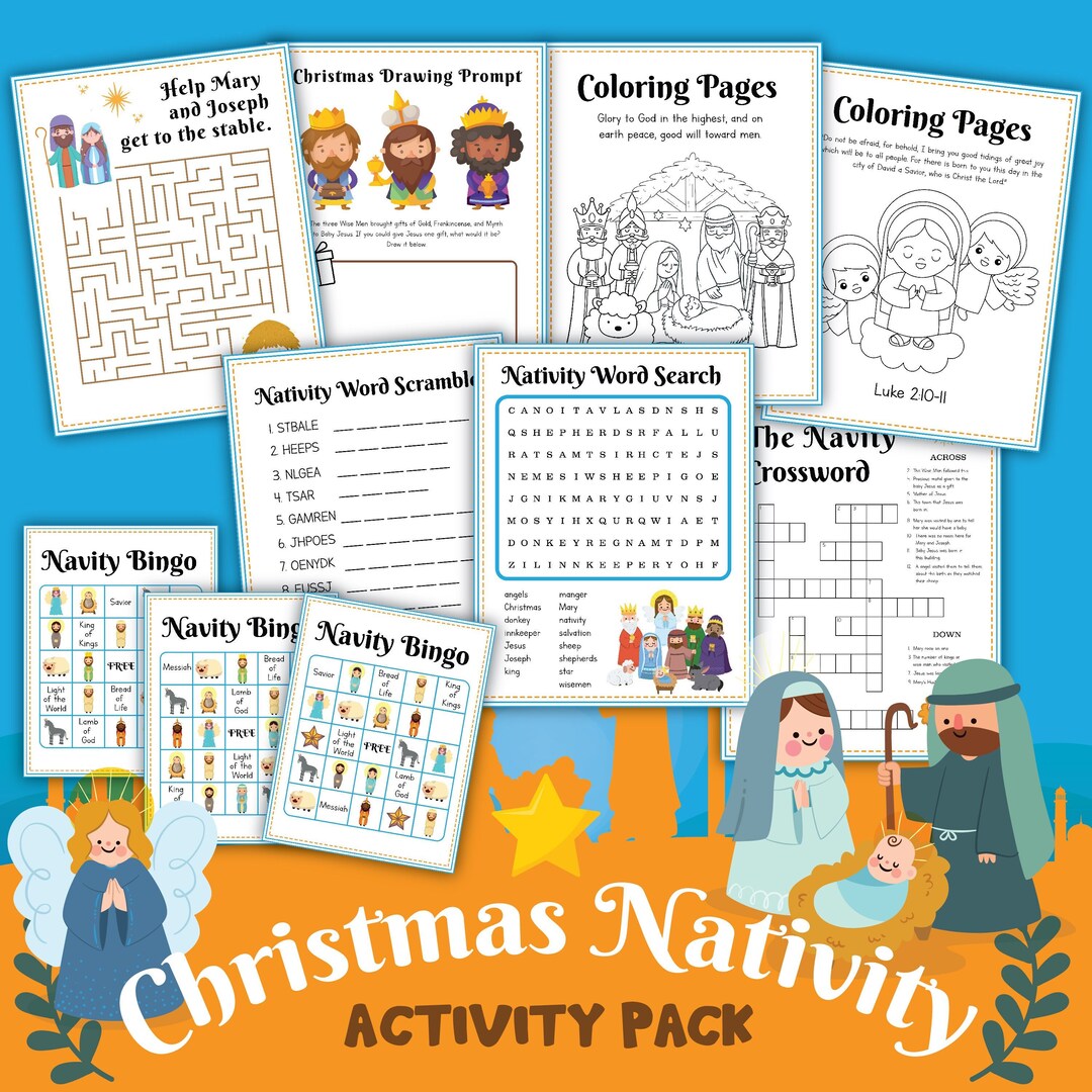 Christmas Nativity Set for Kids, Instant Download, Christmas Workbook ...