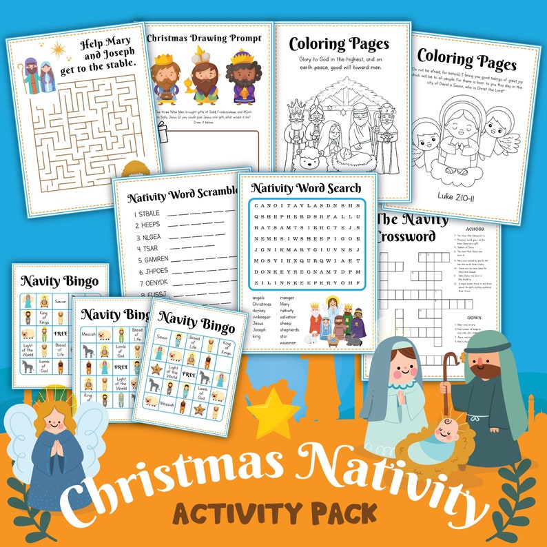 Christmas Nativity Set for Kids, Instant Download, Christmas Workbook ...