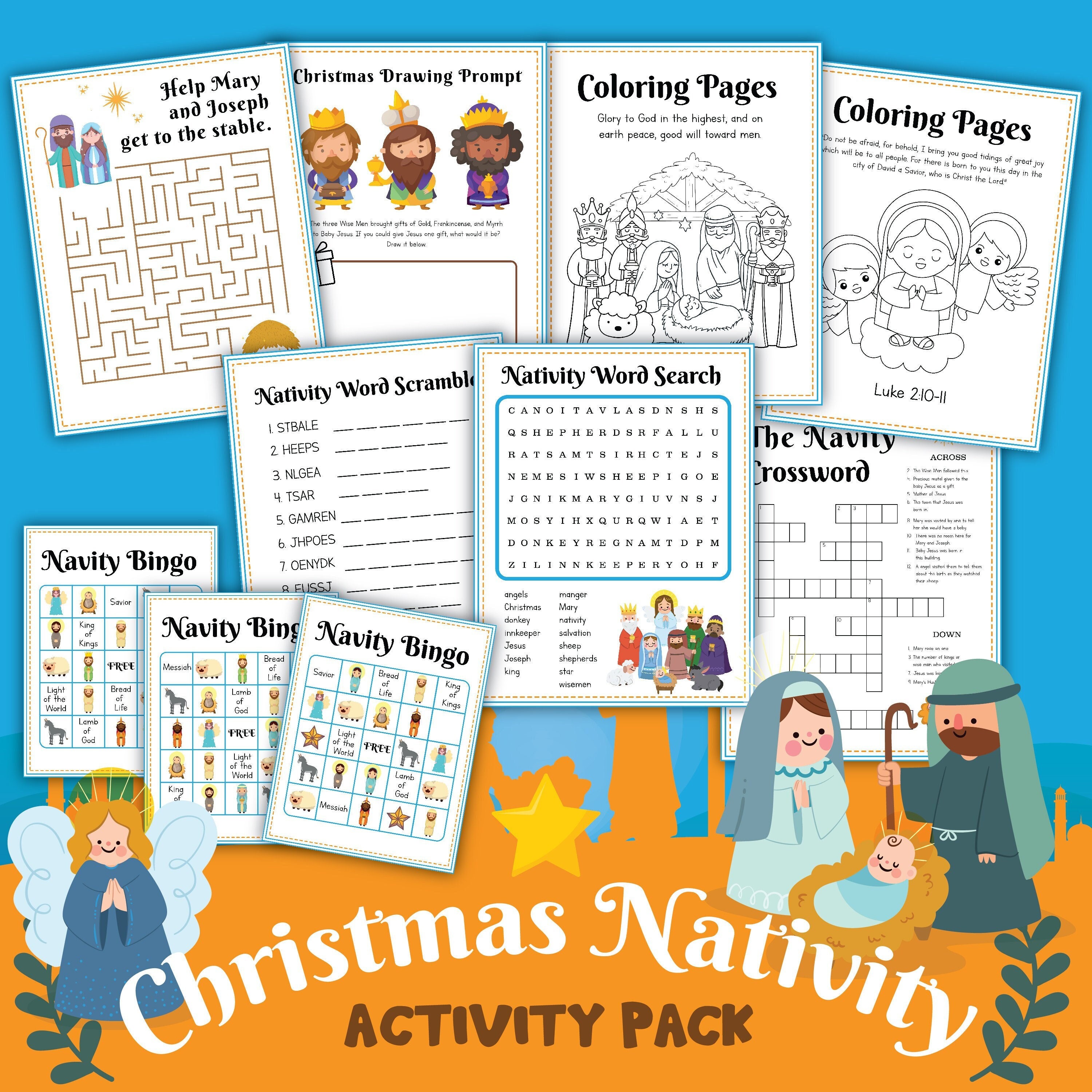 Christmas Nativity Set for Kids, Instant Download, Christmas Workbook ...