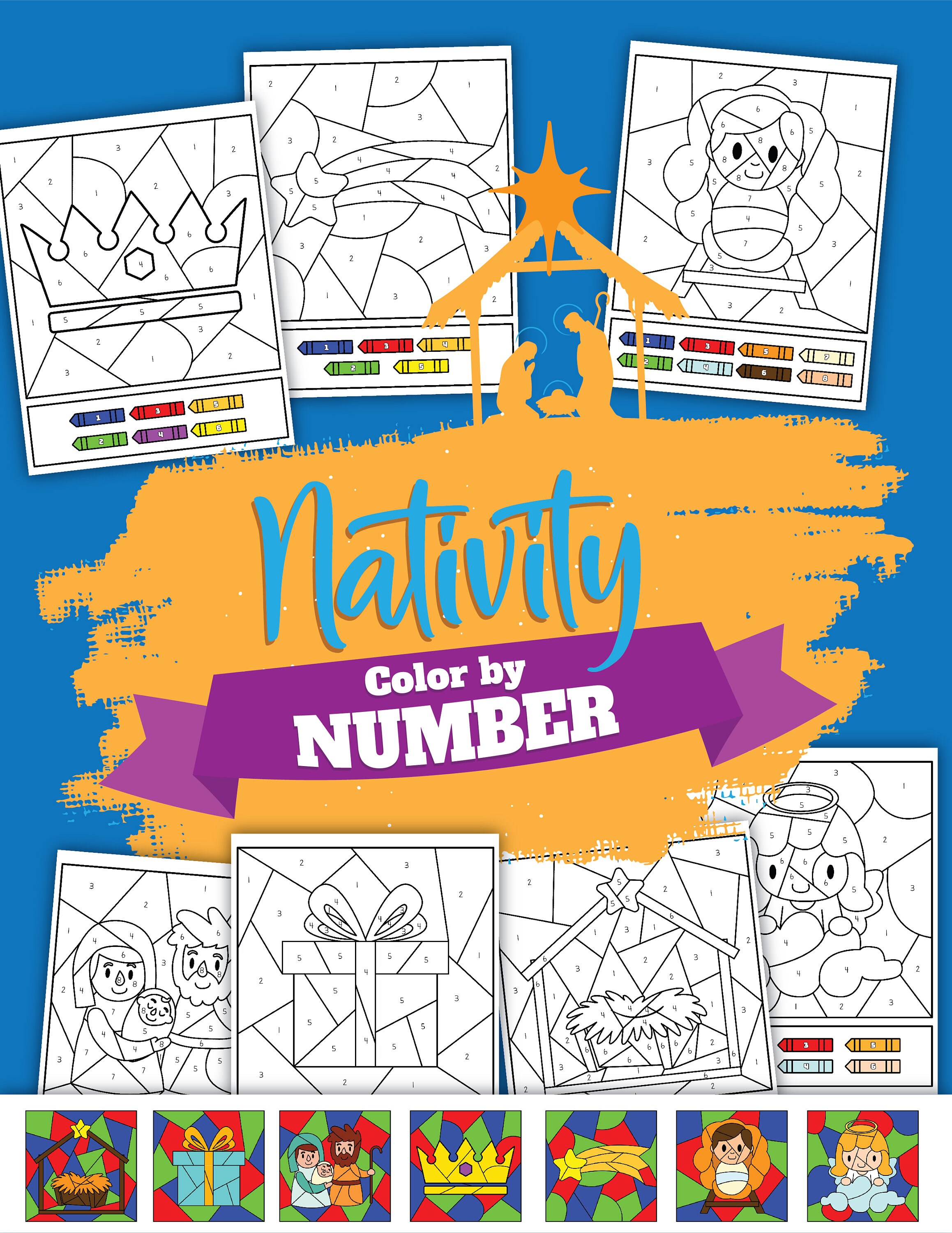 Nativity Color by Number Set, Christmas Download, Digital Download ...