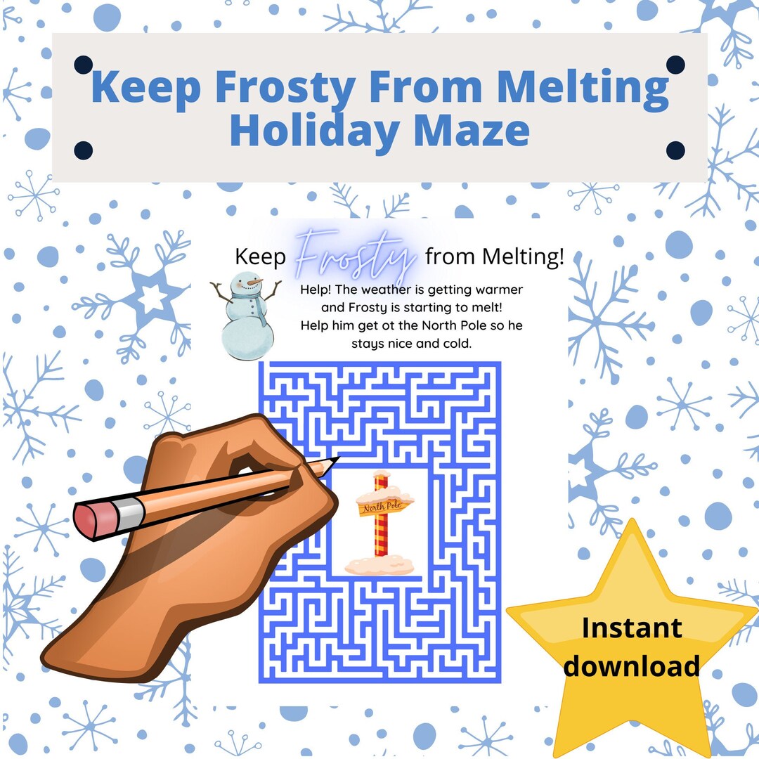 Help Frosty Holiday Maze, Instant Download, Digital Download, Christmas ...
