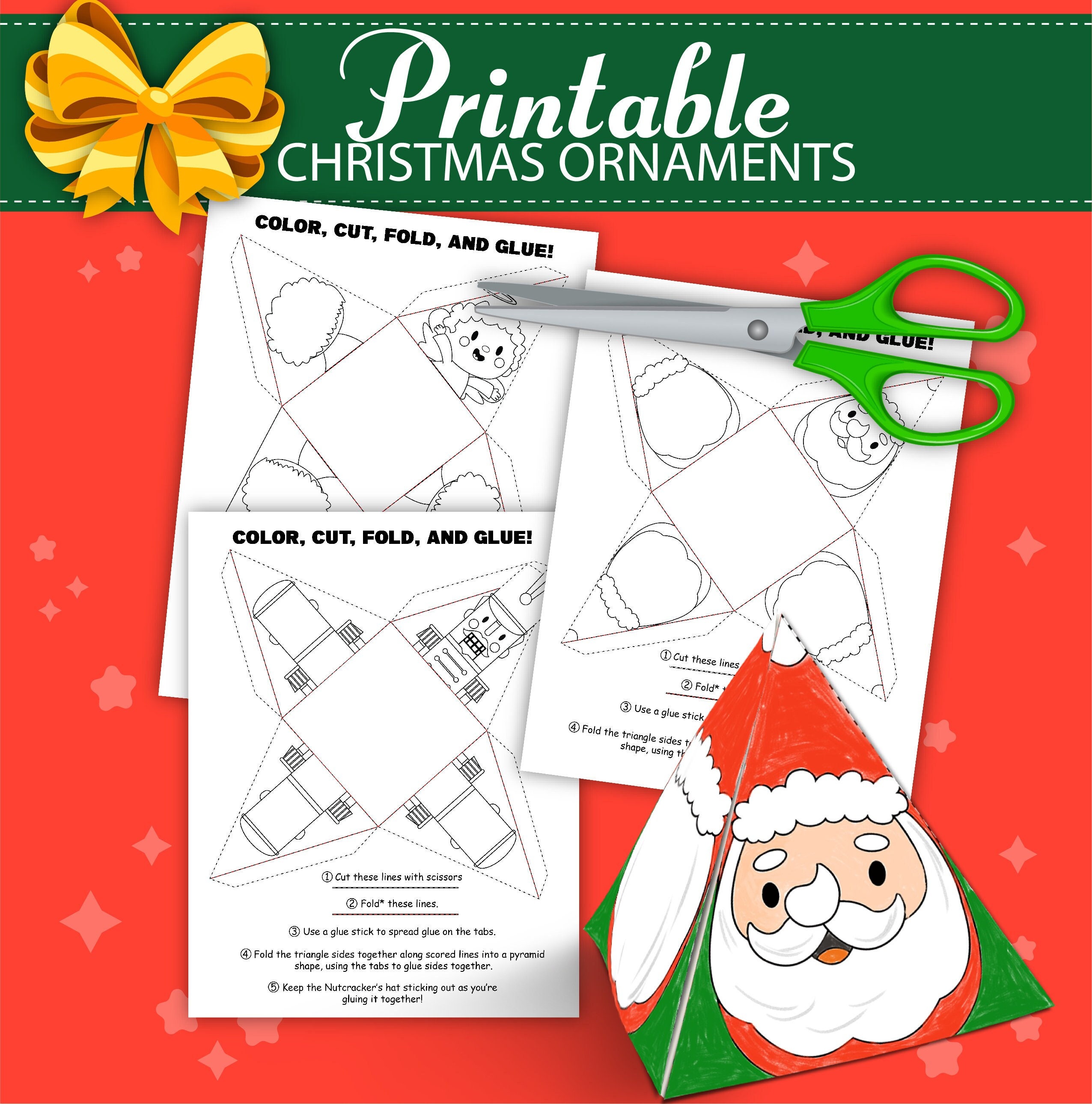 Printable Christmas Ornament Instant Download, Christmas Craft, Kids ...