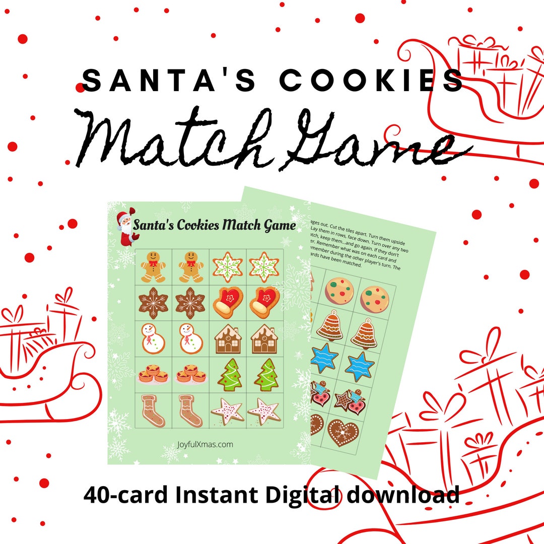 Santa's Christmas Cookie Memory Game, Christmas Printable, Instant ...