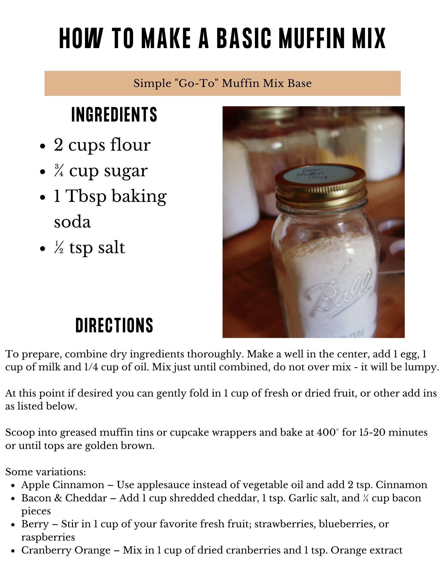 How to Make A Basic Muffin Mix - Etsy