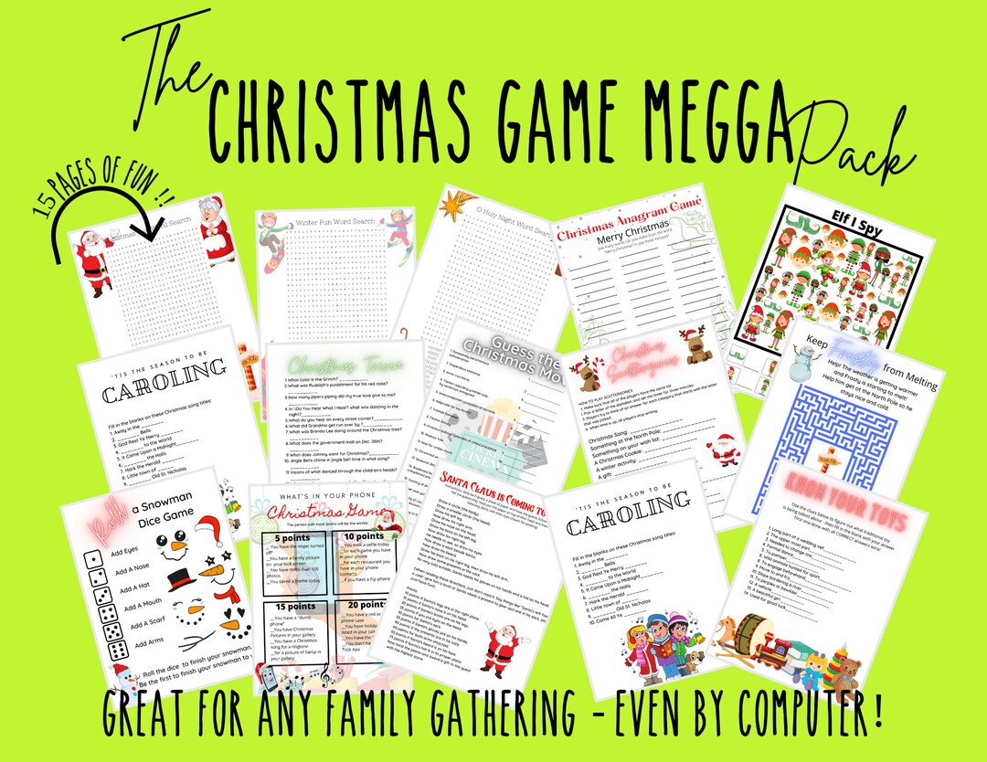 15 Christmas Games Megga Bundle, Instant Download, Christmas Party ...