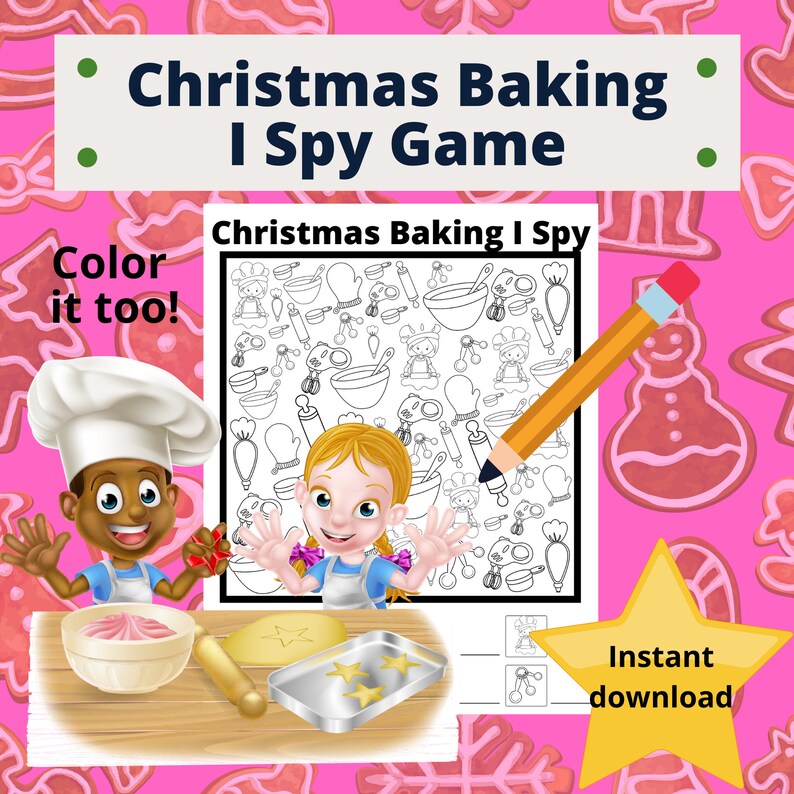 Christmas Baking I Spy Game Instant Download for Kid, Christmas ...