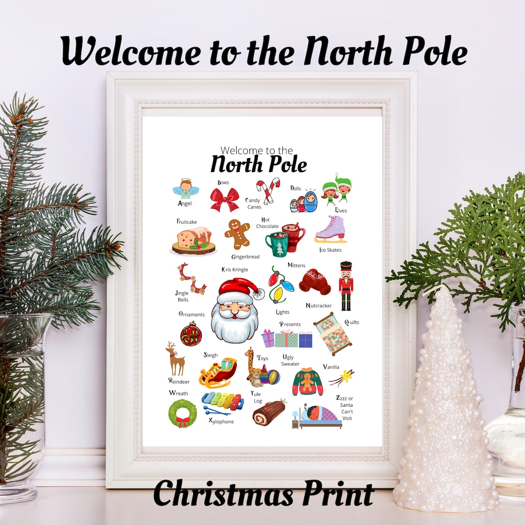 Welcome to the North Pole Christmas Wall Art Instant - Etsy