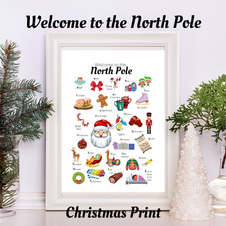 Welcome to the North Pole Christmas Wall Art Instant - Etsy