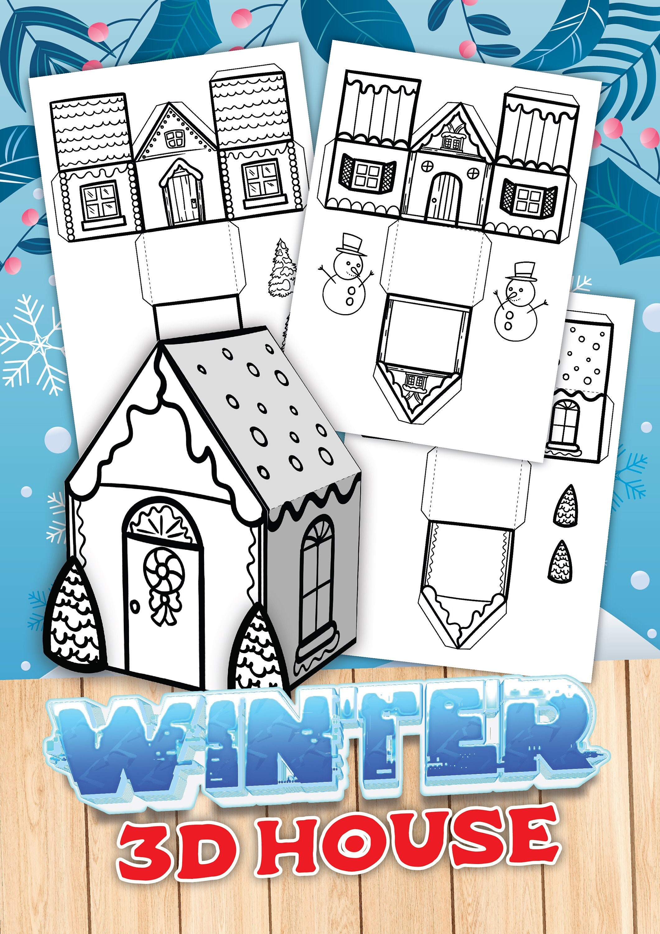 Winter 3D House, 3D House, Holiday House, Digital Download, Printable ...