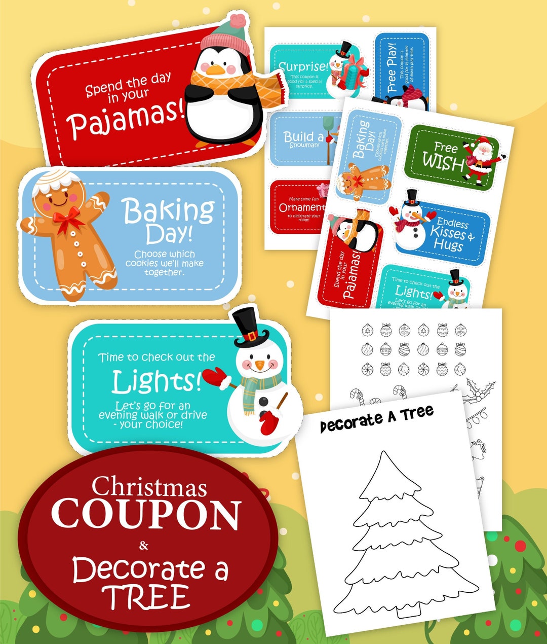 Christmas Coupon Printable Set, Christmas Coupons, Digital Download ...