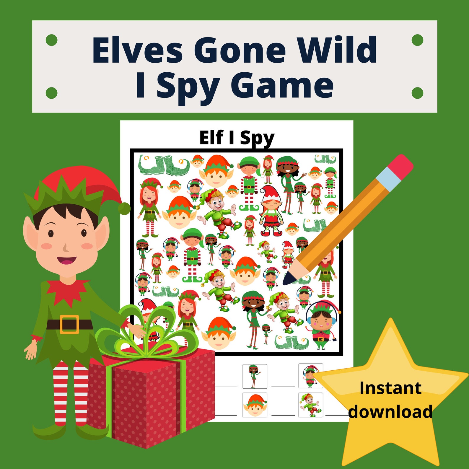 Elf I Spy Game Christmas Printable, Christmas Printables, Instant ...