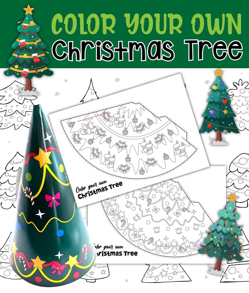 Color Your Own Tree Christmas Printable Set, Christmas Tree, Digital ...