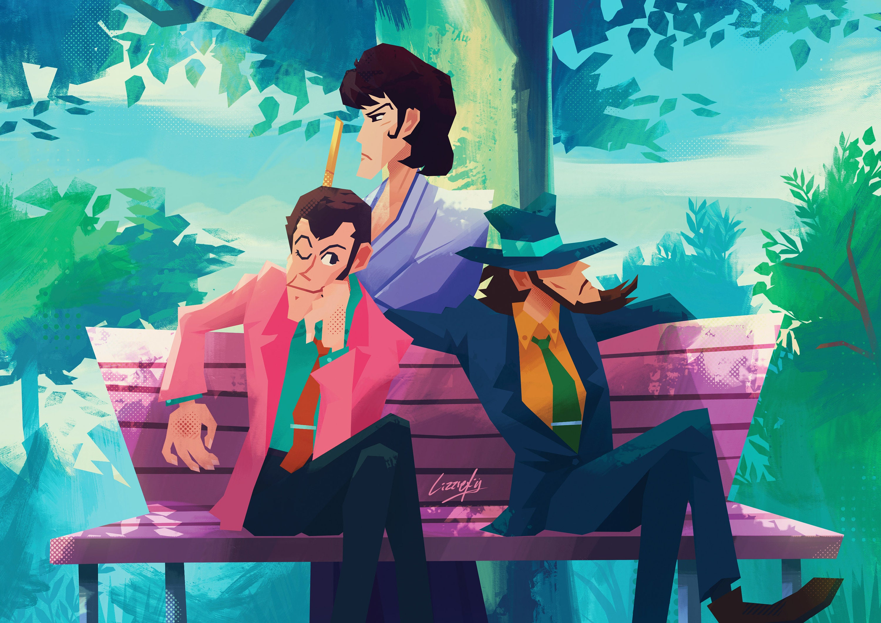 Prints Digital Prints Art & Collectibles Lupin III Jigen Goemon and ...
